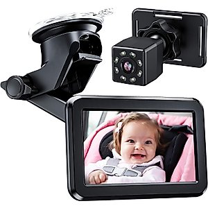 Itomoro Back Seat Baby Car Camera with HD Night Vision Function Car Mirror Display, Reusable Sucker Bracket, Wide View, 12V Cigarette Lighter, Easily Observe the Baby’s Move