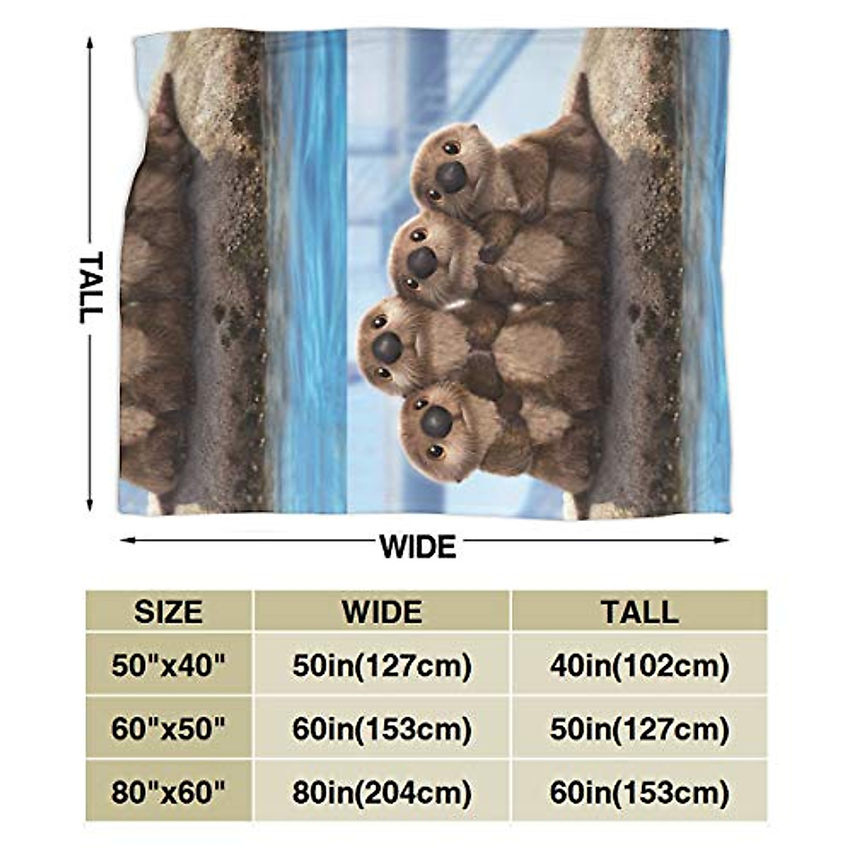 AUISS Plush Throw Velvet Blanket Cute Sea Otters Thick Fleece Carpet Chair Bedspreads for Women Luxurious Sleep Mat Pad Flannel Cover for All Season…