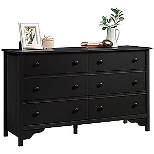 Sauder Dawson Trail 6-Drawer Bedroom Dresser in Raven Oak, Raven Oak Finish