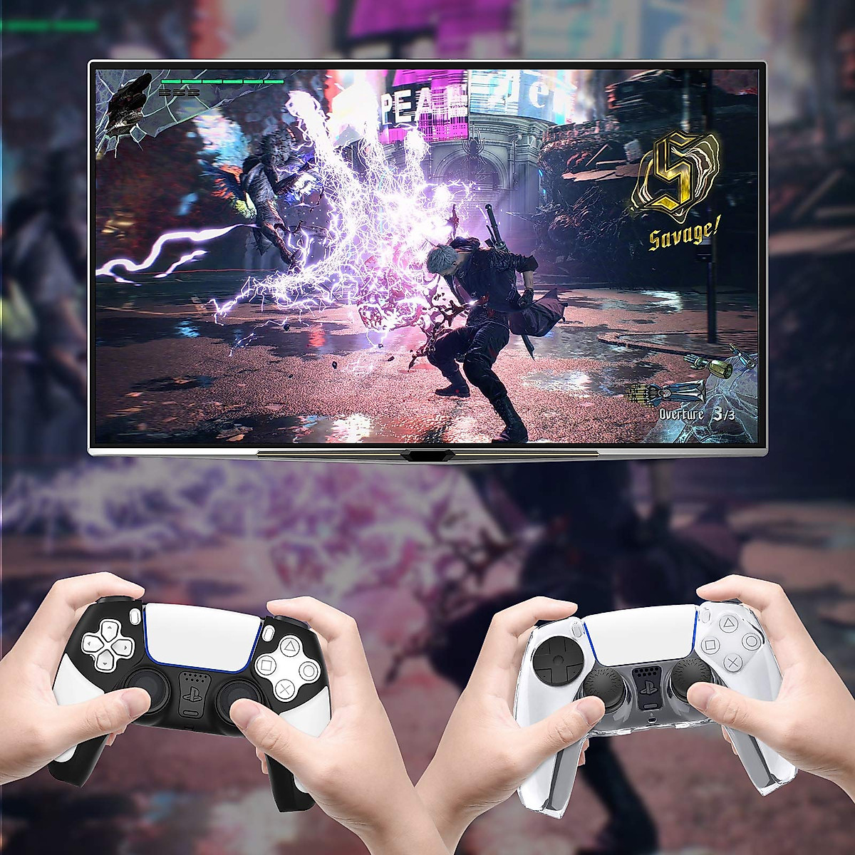 Carrying Case Compatible with PS5 - 15 in 1 Travel Carrying Hard Case Pouch Storage Bag with Cover Protector,Thumb Grips,Trigger Extender, Charging Cable Accessories Kit for PS5 Controller