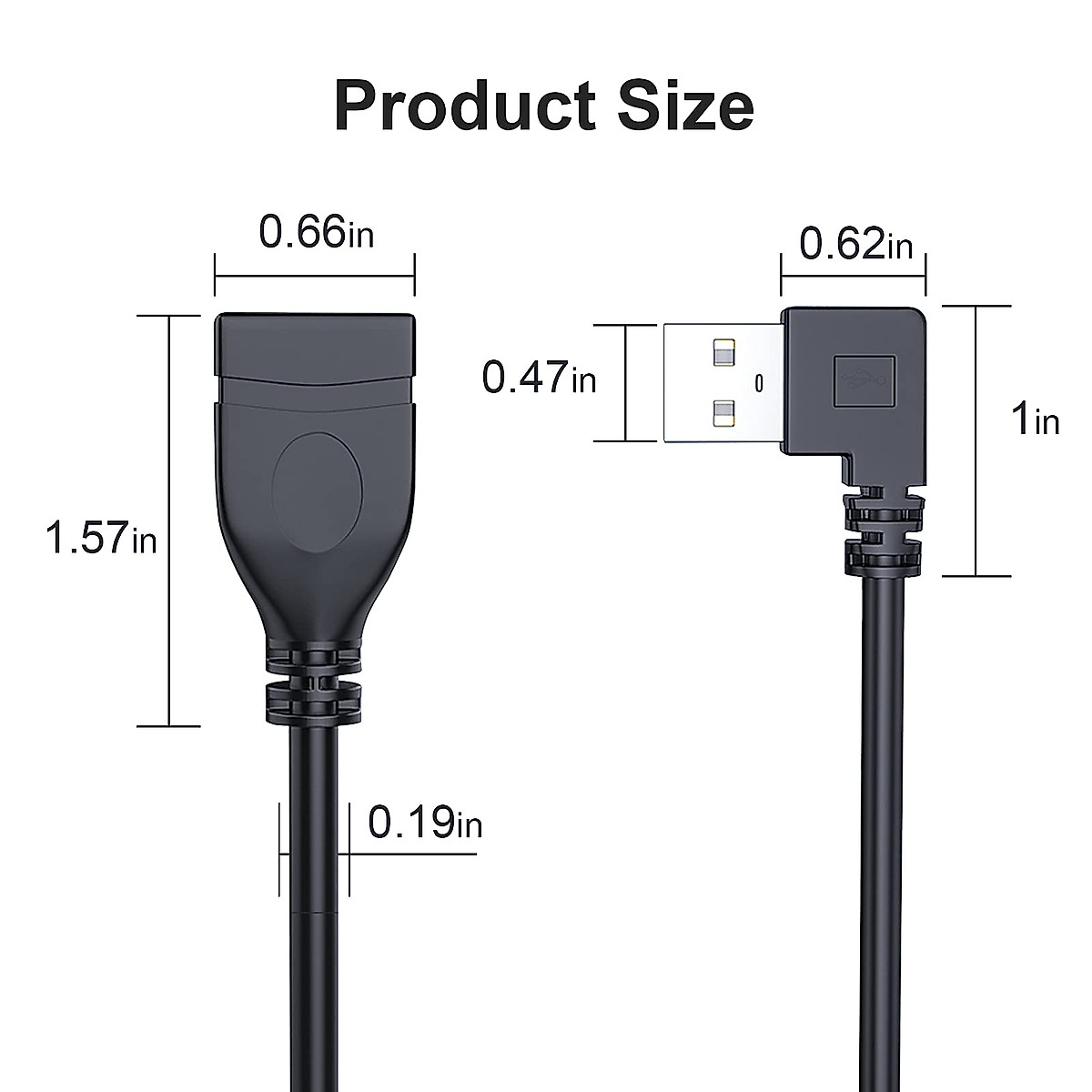 Oxsubor SuperSpeed USB 3.0 Male to Female Extension Data Cable Right Angle 2PCS (20CM,8IN)（Notice:pls Check The Right Angle in Picture