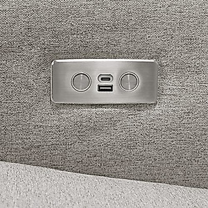 Babyletto Sigi Electronic Power Recliner & Glider with USB Port in Performance Grey Eco-Weave, Water Repellent & Stain Resistant, Greenguard Gold and CertiPUR-US Certified