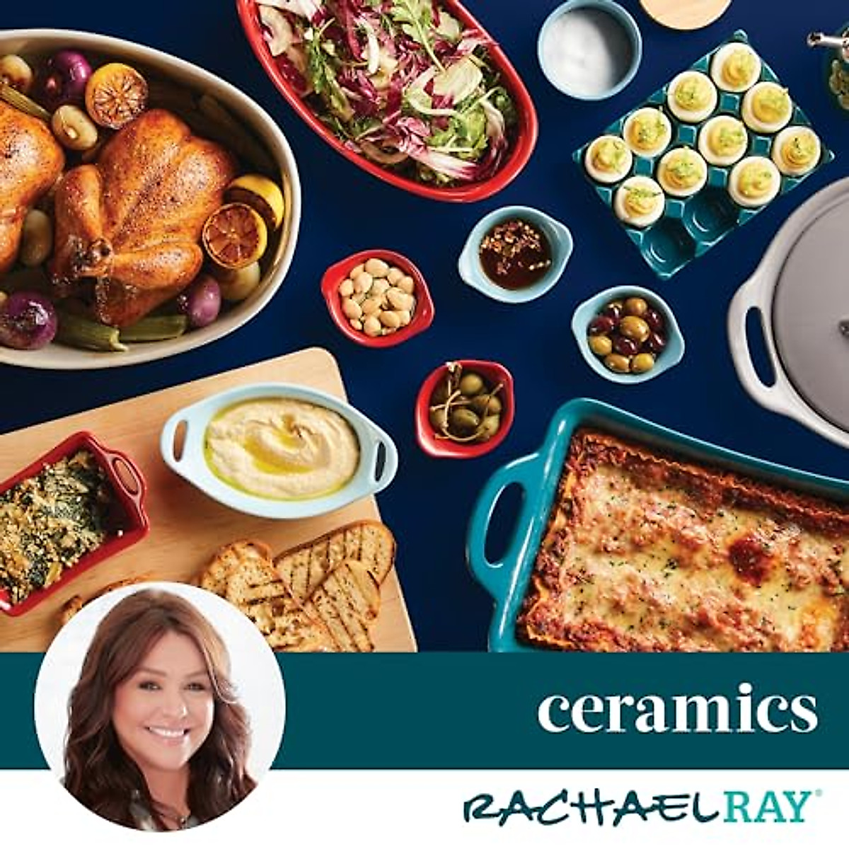 Rachael Ray Solid Glaze Ceramics Bakeware / Lasagna Pan / Baker, Rectangle - 9 Inch x 12 Inch, Red