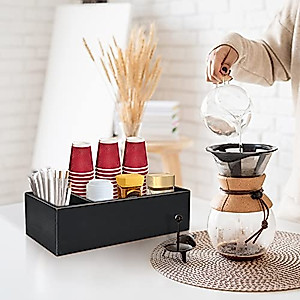 Kitchen Countertop Plate Organizer Box for Kitchen Decor, Paper Plate Holders, Disposable Dish Holder for Party,BBQ,Rustic Kitchen Utensil Caddy for Cups, Forks, Spoons, Plates, Napkins, Condiments