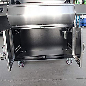 RJMOLU Wood Pellet Grill & Smoker Gas Grill Stainless Steel 40,000 BTU Patio Garden Barbecue Grill with Built in Thermometer, Removable Wheels