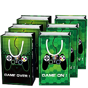 WERNNSAI Game Party Bags - 16 Pack Loot Gift Bags Party Supplies for Kids Boys Birthday Party Favor Treat Goody Bags with Handle