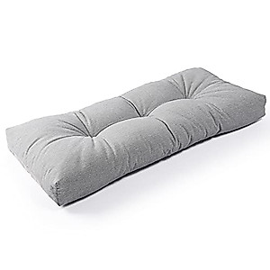 SUNROX LokGrip Non Slip Tufted Memory Foam Bench Cushion, FadeShield Water Resistant Durable Thicken Outdoor/Indoor Bench Seat Pads 36x14x4 inch, Heather Grey