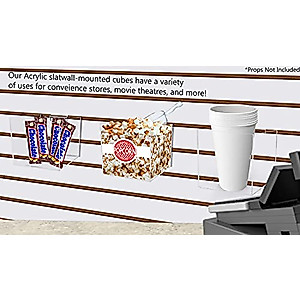 Marketing Holders Slatwall 5 Inch Square Bin Hanging 5 Sided Cube Premium Acrylic Storage Box Garages Boutiques Candy Movie Theatres Cups Shot Glasses