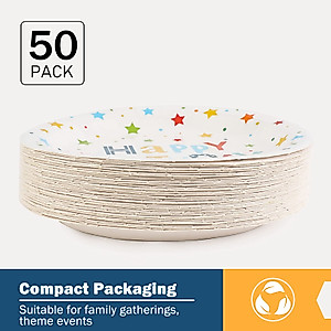 CENLBJ Happy Birthday Party Plates, 9inch-50pcs, Birthday Party Paper Plates, for Birthday Party Decorations