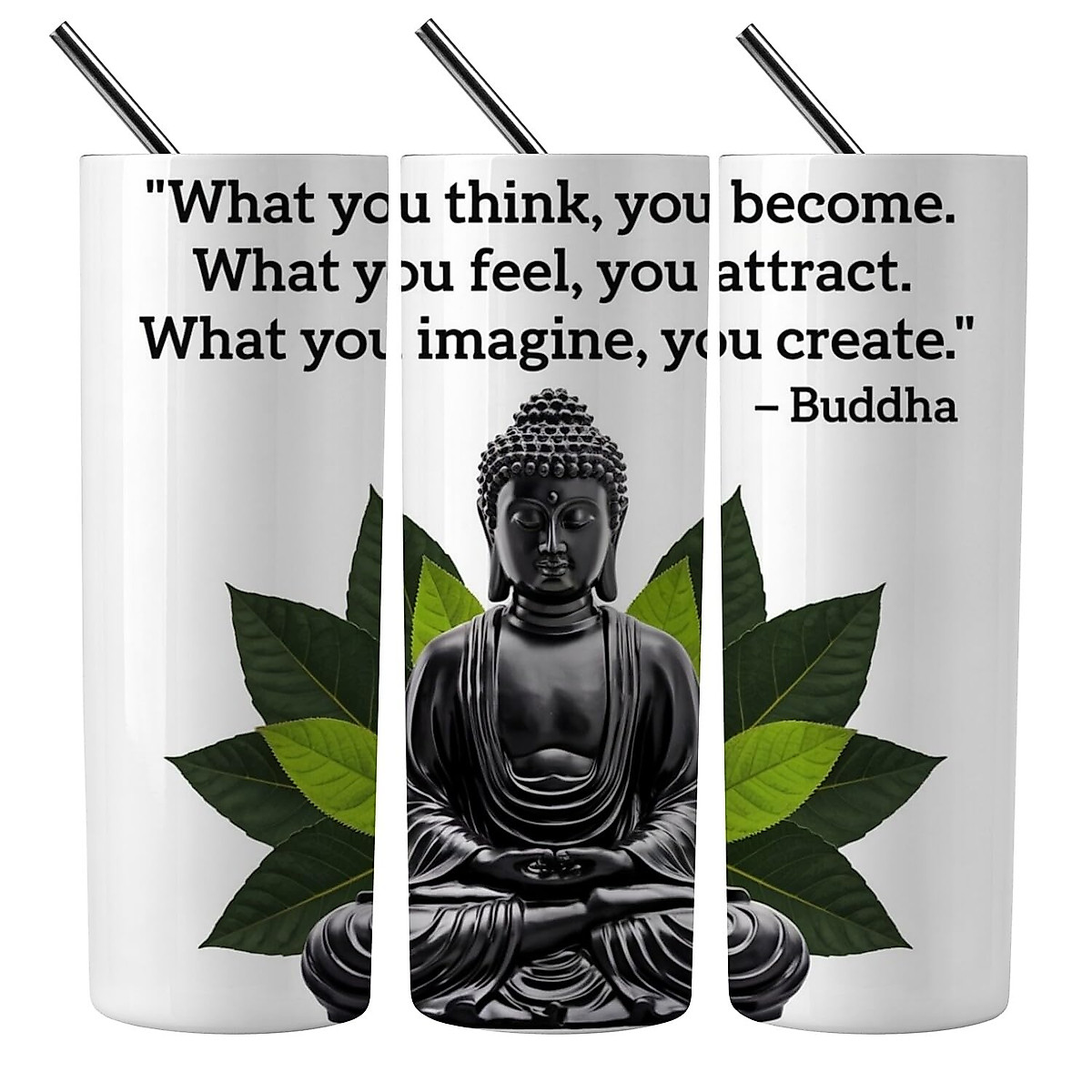 Tumbler with Lid and Straw Black Buddha (1) thermos coffee travel mugcute cups 20 oz insulated tumbler for Daily Holiday Decor Gift coffee cup