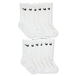 Nike Cushioned Mesh Crew Socks 6-Pack (Little Kid) White Shoes Size 4-5 Toddler