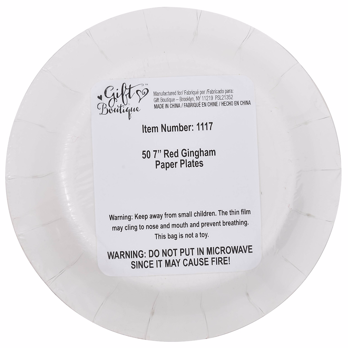 Gift Boutique 200 Pcs Red and White Gingham Party Supplies Set Paper Plate Napkin for Checkered Plaid Picnic BBQ Birthday Disposable Dinnerware Serve 50