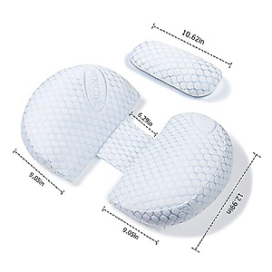 Clasymoon Pregnancy Pillow, Maternity Pillow,Pregnancy Pillows for Sleeping with Removable Jersey Cover, Pregnancy Body Pillow for Back Pain and Pregnant Legs, HIPS, Belly Support(Blue White)