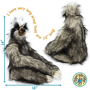 VIAHART Shlomo The Three-Toed Sloth - 18 Inch Super Realistic Large Stuffed Animal Plush Toy with Magnetic Paws - by Tiger Tale Toys