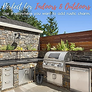 Autumn Alley Farmhouse Bathroom Trash Can - Rustic Black Trash Can Bucket with Wooden Handle for Rustic Bathroom, Farmhouse Kitchen, Country Home Décor, 7 Liters, Matte Black