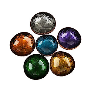 Emousport Coconut Shell Key, Candy Bowl Table Key Storage Section Coconut Bowl Ink Creative Ornament Creative Storage Bowl (Green)