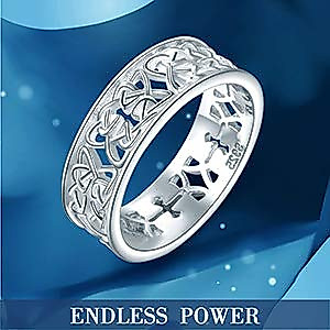 DAOCHONG Nickel-Free 925 Sterling Silver Irish Love Trinity Woven Celtic Knot Band Ring for Women, Size 5 6 7 8 9 10 11(7)