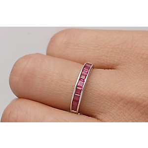 Gin & Grace 14K White Gold Mozambique Genuine Ruby Ring for women | Ethically, authentically & organically sourced (Square-cut) shaped Ruby hand-crafted jewelry for her | Ruby Ring for women