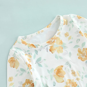 Infant Newborn Baby Girls Floral Sleep Gown Headband Sleepwear Romper Sleeping Bags Outfits (Floral&GreenYellow, 0-3 Months)