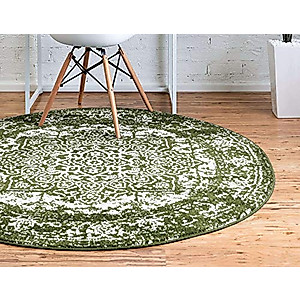 Unique Loom Richmond Collection Area Rug - Medallion (3' 3" Round, Green/ Ivory)