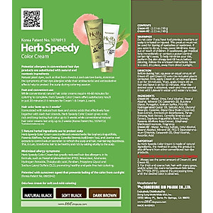 DONGSUNG Herb Speedy Color Cream (Natural Black, 1 Pack), PPD-Free Ammonia-Free Vegan Hair Dye with Sun Protection, Odorless, Gentle for Sensitive Scalp, No Eye or Scalp Irritation