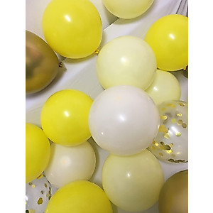 Pastel Yellow Cream Gold Balloons 12inch –Matte Pale Yellow Ivory White Balloons 60packs for Baby Bridal Shower Birthday Party Decorations (Bright Yellow)