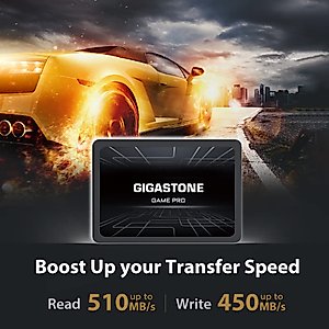 Gigastone SATA SSD 256GB 2.5 inch SSD 510MB/s Upgrade Laptop PC Memory and Storage PS4 HDD Replacement 2.5" Internal Solid State Hard Drives SATA III SLC Cache 3D NAND Game Pro Performance