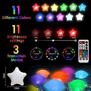 TIALLY Stars Floating Pool Lights Solar Powered - Glowing Pool Lights That Float - Inflatable Floating Solar Pool Lights for Swimming Pool, Weddings, Patio, Ponds - Pool Party Lights (2 Pack)