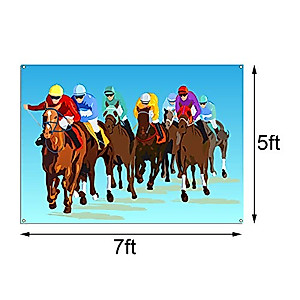 Pudodo Kentucky Derby Background Banner Run for The Roses Horse Racing Equestrian Photography Background Party Decoration Supply