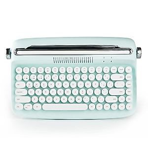 YUNZII B303 Wireless Keyboard, Retro Bluetooth Aesthetic Typewriter Style Keyboard with Integrated Stand for Multi-Device (B303, Baby Pink)