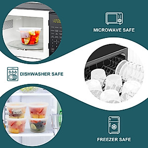 WGCC Deli Containers with Lids 16 oz - Disposable Soup Containers with Lids 48 Sets - Plastic Containers with Lids, Food Storage Containers with Lids, BPA Free/Microwave/Freezer/Dishwasher Safe