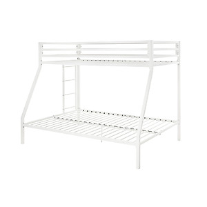 MUTICOR Modern Twin Over Full Metal Loft Bed with Ladder for Junior & Adults, Space-Saving Bunk Bed Frame, Sturdy & Durable, Ideal for Bedrooms, Dorms, and Guest Rooms, White