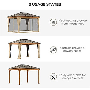LHLLHL 10' X 12' Hardtop Polycarbonates Gazebo Canopy Aluminum Frame Pergola W/Netting and Sidewalls for Garden, Patio
