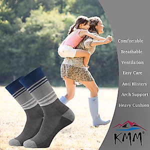 KMM Women's Merino Wool Cushion Crew Socks for Ladies Outdoor Hiking Hike Trail Casual Stylish Colorful Light Dry Soft comfy(Color10 L)