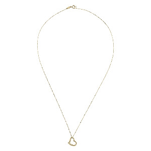 Welry Heart Pendant Slider Necklace for Women, 14K Yellow Gold, Jewelry Gift Idea, 17"