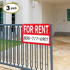 Greenyef Graphics For Rent 13 oz Heavy Duty Vinyl Banner - 3 Pack - DIY Sign for Business, House Indoor/Outdoor Single-Sided with Metal Grommets | 12x21” Red & White