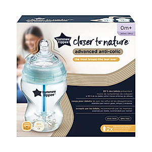 Tommee Tippee Closer to Nature 260 ml/9fl oz Anti-Colic Plus Feeding Bottles ...