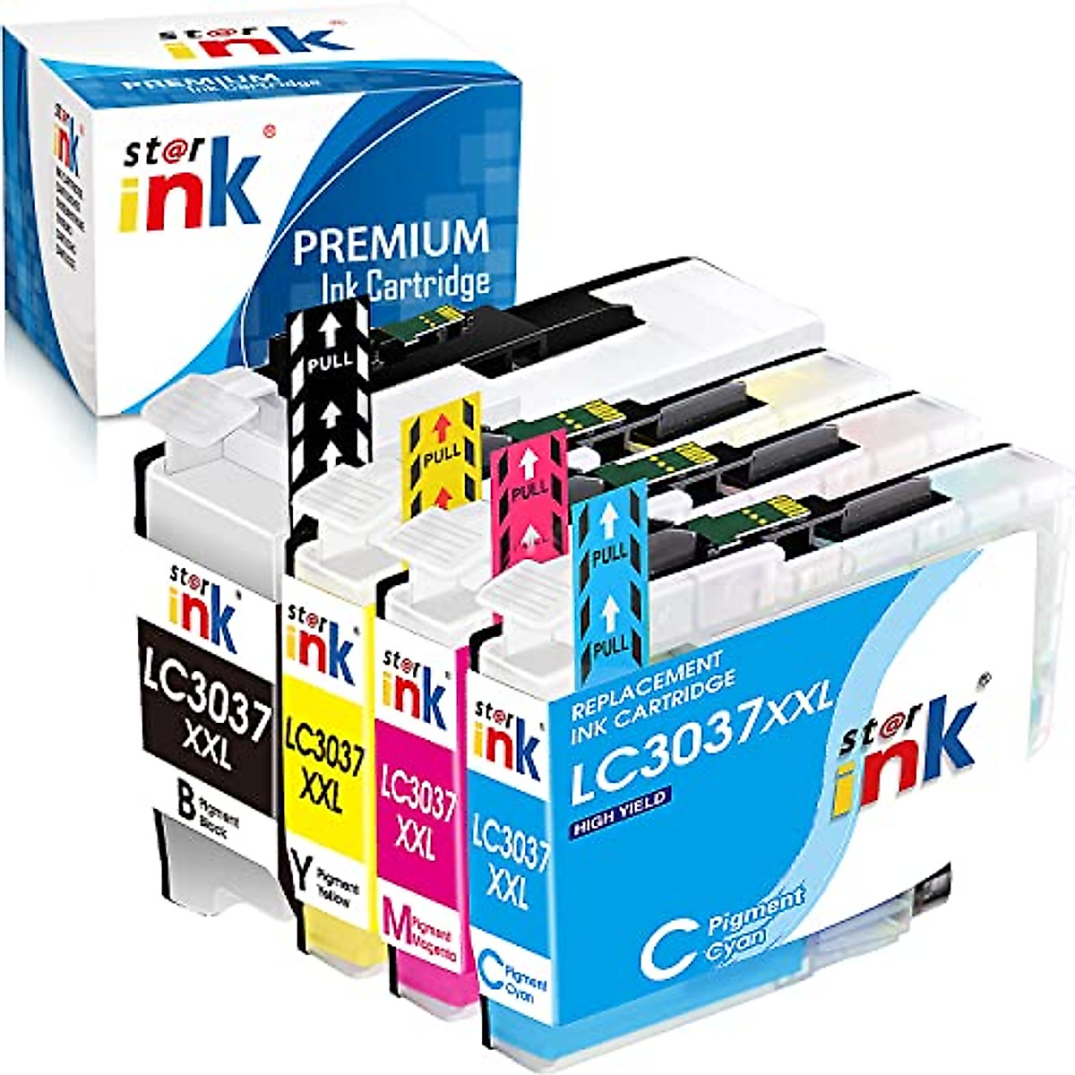 st@r ink Compatible(Pigment) Ink Cartridge Replacement for Brother LC3037 XXL LC 3037 Ink for MFC-J6945DW MFC-J6545DW MFC-J5845DW MFC-J5945DW Printer(BK/C/M/Y) 4 Packs