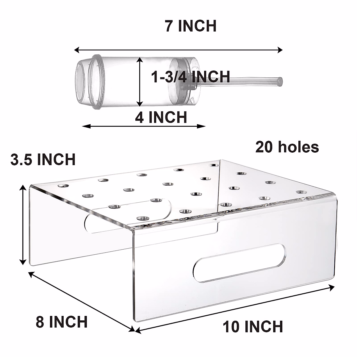 Jucoan 24 Pack Cake Push up Pop Containers and 20 Holes Push Pop Cake Stand, Reusable Cake Push Pop with Holder, Clear Acrylic Lollipop Display Stand for Weddings Baby Shower Birthday Christmas Party