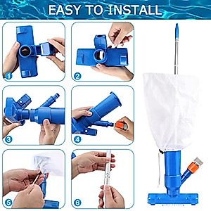 Bearbro Portable Swimming Pool Vacuum Jet Underwater Cleaner with 5-Section Pole Handheld Pool Leaf Vacuum Suction Head for Above Ground Pool Spa Pond Fountain and Hot Tub
