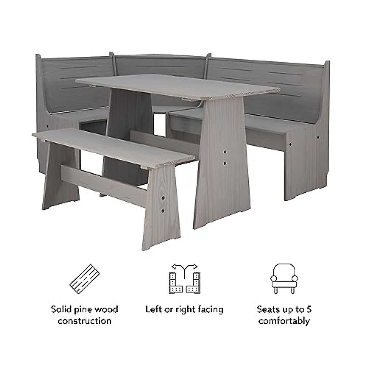 Linon Home Decor Products Grey Corner Dining Set by Linon Leyton Nook