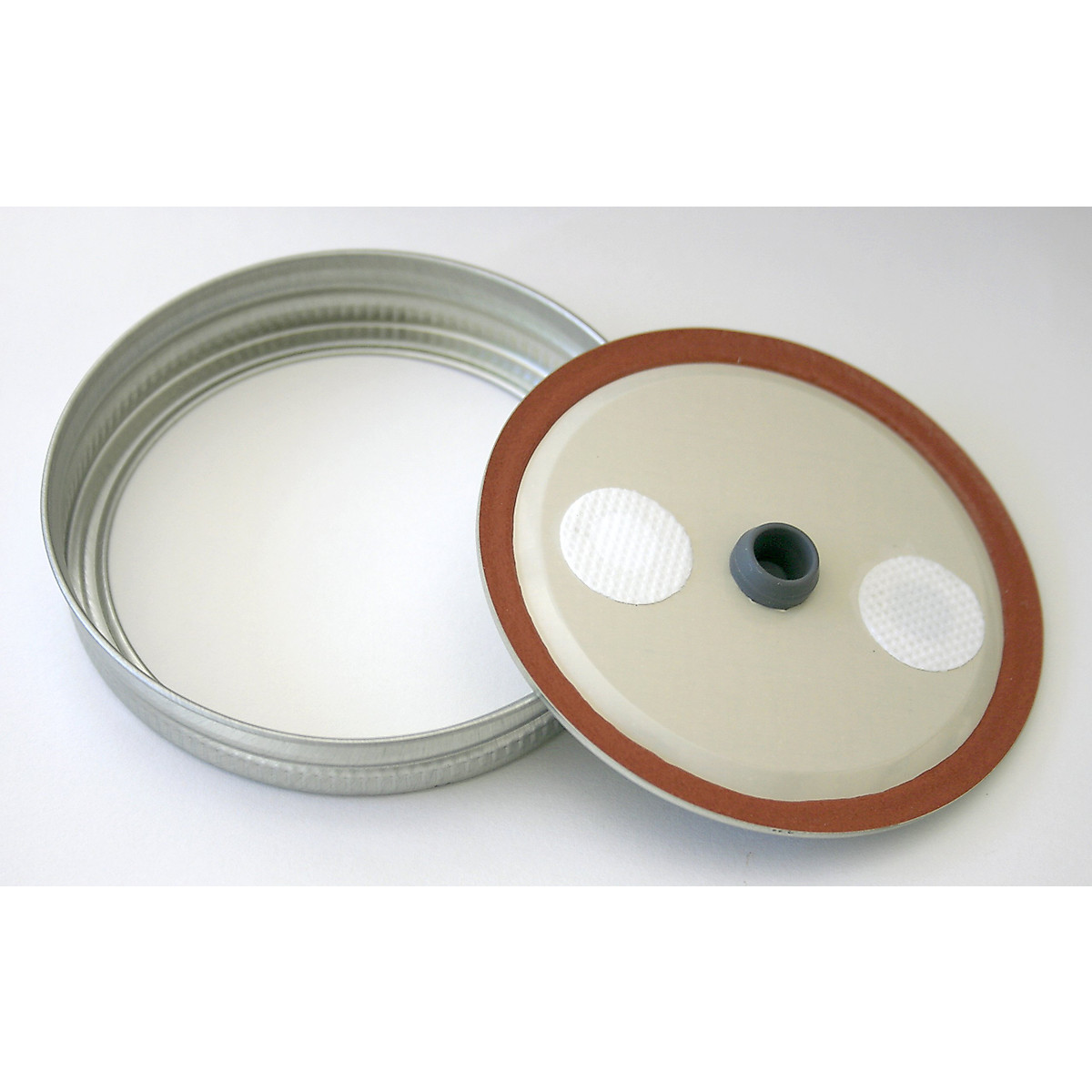 Root Mushroom Farm- 6Pcs Wide Mouth Mushroom Liquid Culture Lids, Mason Jar Lid with Two air exchange openings, 0.22um PTFE Filters & 20mm Self Healing Injection Port