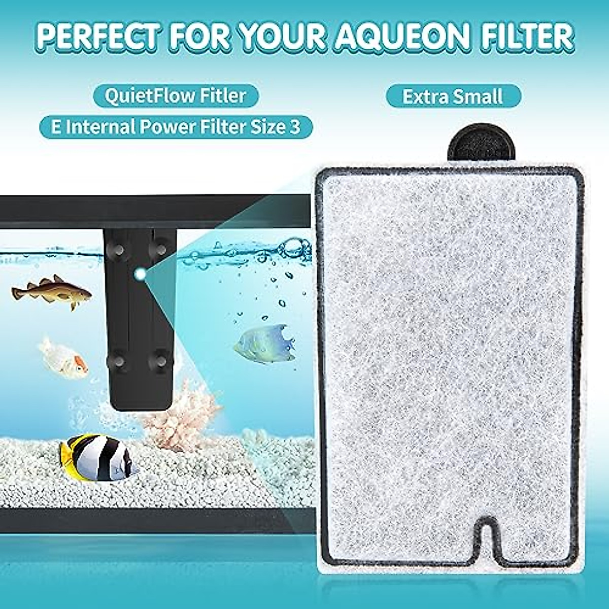 MantaMaze 6 Pack Extra Small Filter Cartridges for Aqueon QuietFlow E Internal Power Filter Size 3 - Extra Small Replacement Filter Cartridges for Aqueon (XS-6 Pack)