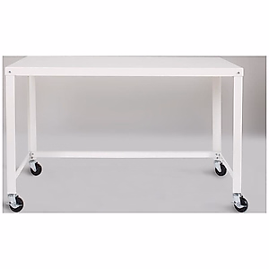Scranton & Co 48" x 24" Modern Metal 4 Wheels Office Mobile Desk, Durable Steel Construction, Easy to Assemble, Clean & Simple Design, in White Finish