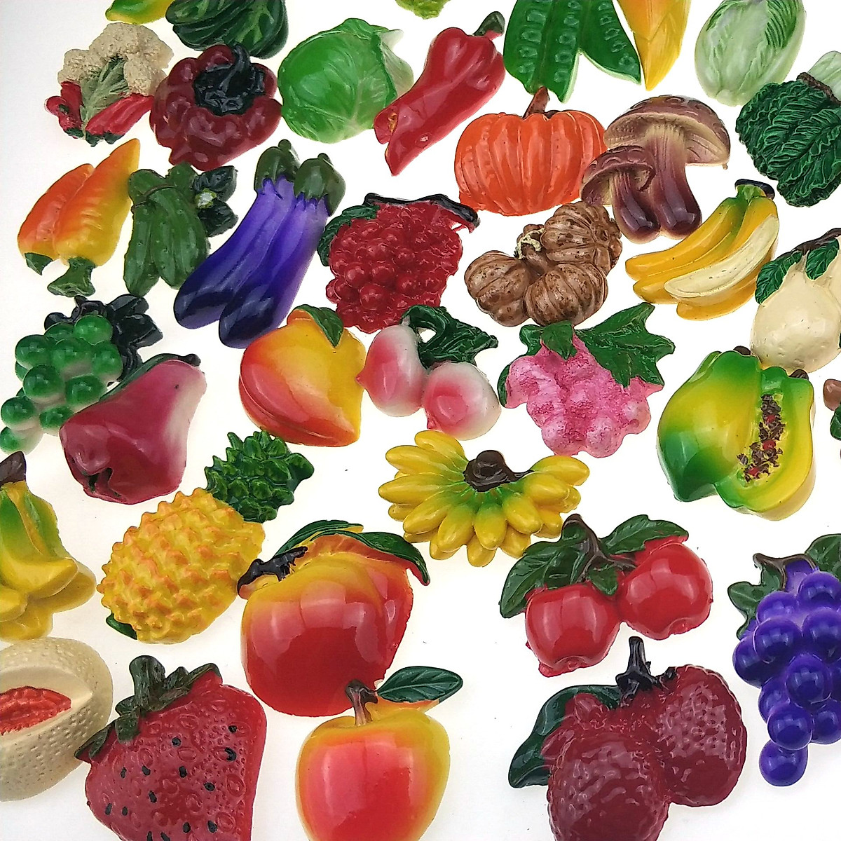 Miswee random 12Pcs creative 3D resin fruit vegetables fridge magnets funny cute decoration refrigerator magnet accessories office school whiteboard magnet (Random 12 styles (vegetables and fruits))