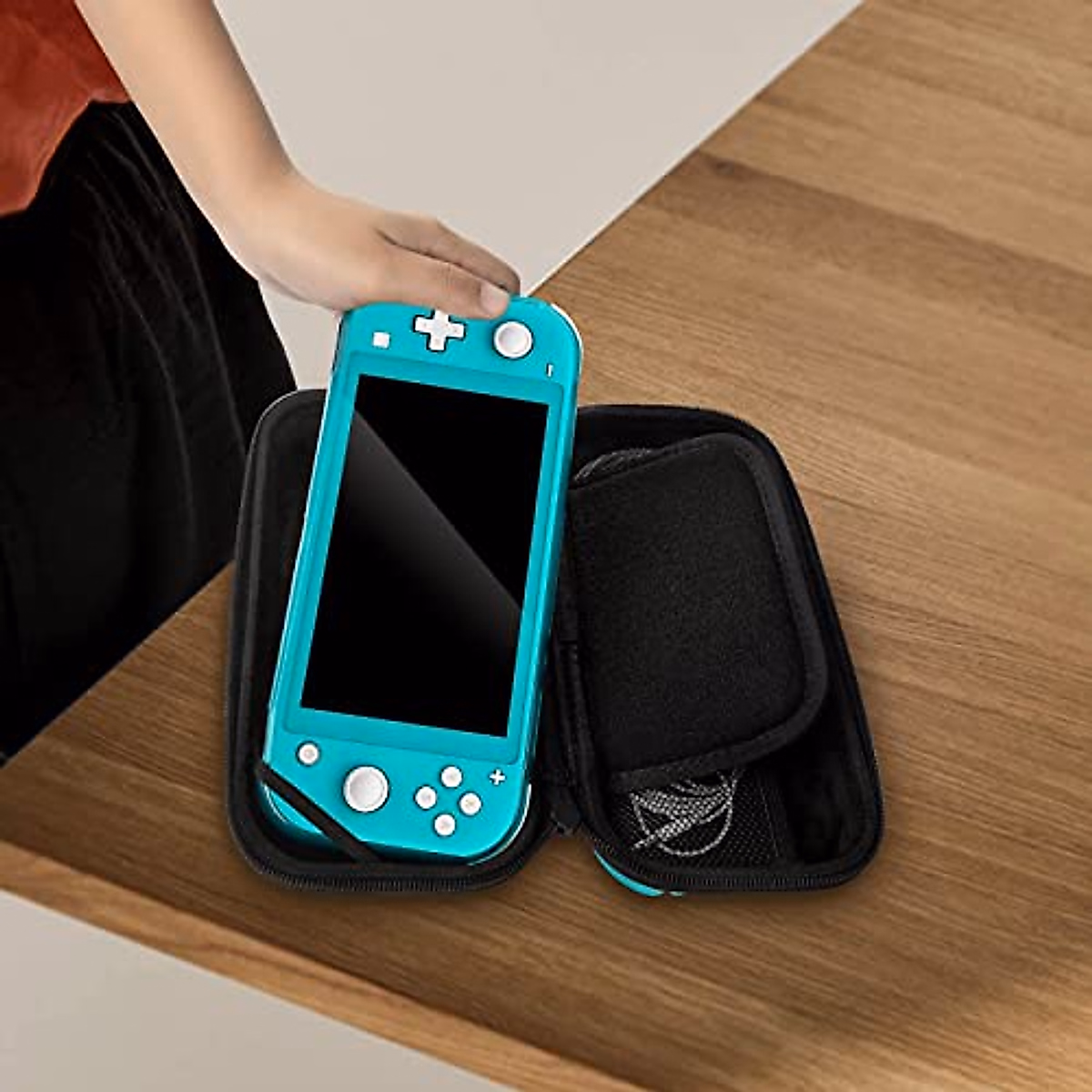 Carrying Case for Nintendo Switch lite - Shockproof Protective Hard Shell Storage Bag for Console and Accessories, Portable Travel Pouch Bag with 10 Game Card Slots - Blue