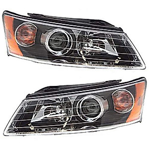 Evan Fischer Driver and Passenger Side Headlight Set of 2 Compatible with 2006-2008 Hyundai Sonata - HY2502135, HY2503135