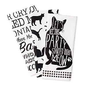 DII Everyday Pets Kitchen Collection Absorbent Dishtowel Set, 18x28, Cat Print, 3 Count