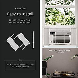hOmeLabs Window Air Conditioner 10000 BTU - Smart Control, Eco Mode, LED Control Panel - Low Noise, Remote Control - Compatible with Alexa/Google Assistant - White - Ideal For Rooms up to 450 Sq. Ft.