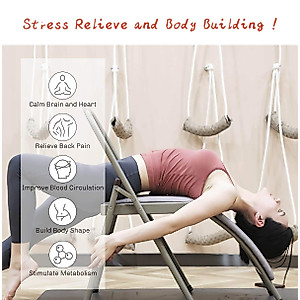 CIGOCIVI Yoga Auxiliary Chair with Detachable Lumbar Back Support Relieve Back Pain Chair Foldable Balance Handstand Training Tool (A-GREY)